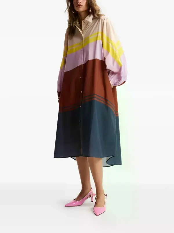 Essentiel Antwerp Stripe Print Belted Midi Shirt Dress