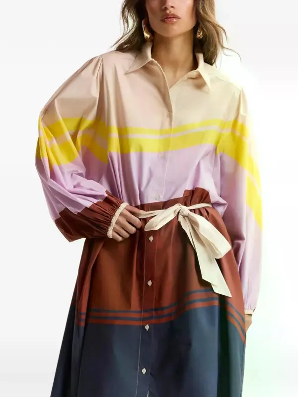 Essentiel Antwerp Stripe Print Belted Midi Shirt Dress