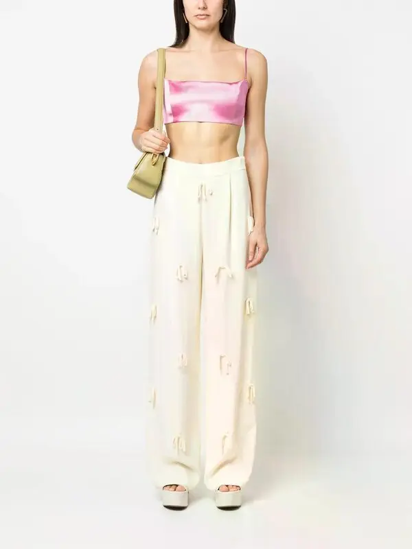 Viktor & Rolf Cream White Bow Detailing Wide Leg Trousers