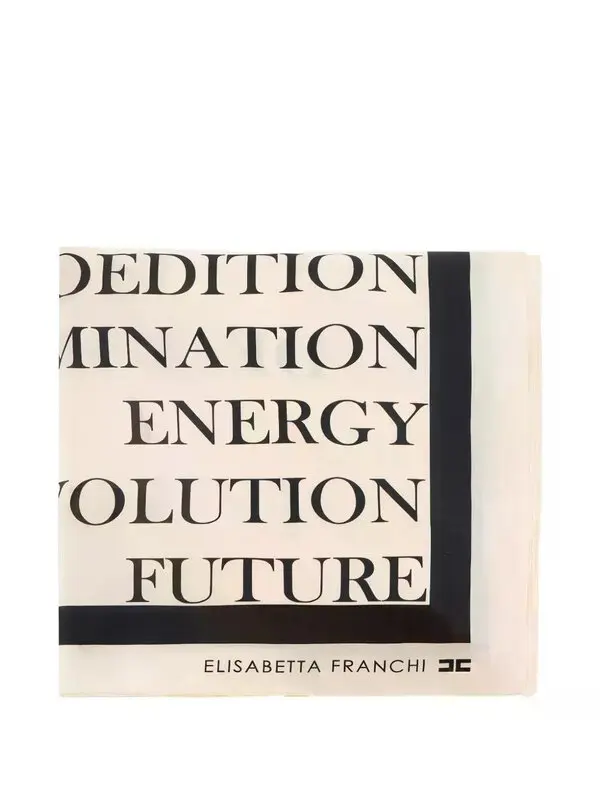 Elisabetta Franchi Lettering-print Silk Scarf - Neutrals