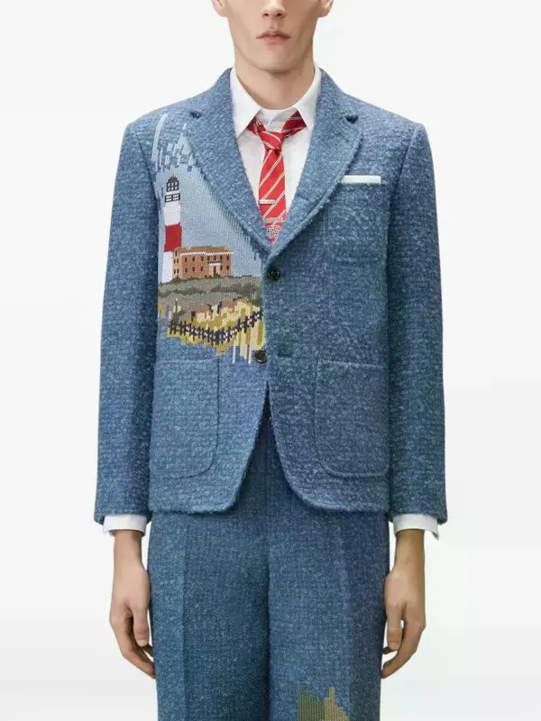 Thom Browne Bouclé Tweed Dinner Jacket With Lighthouse Embroidery