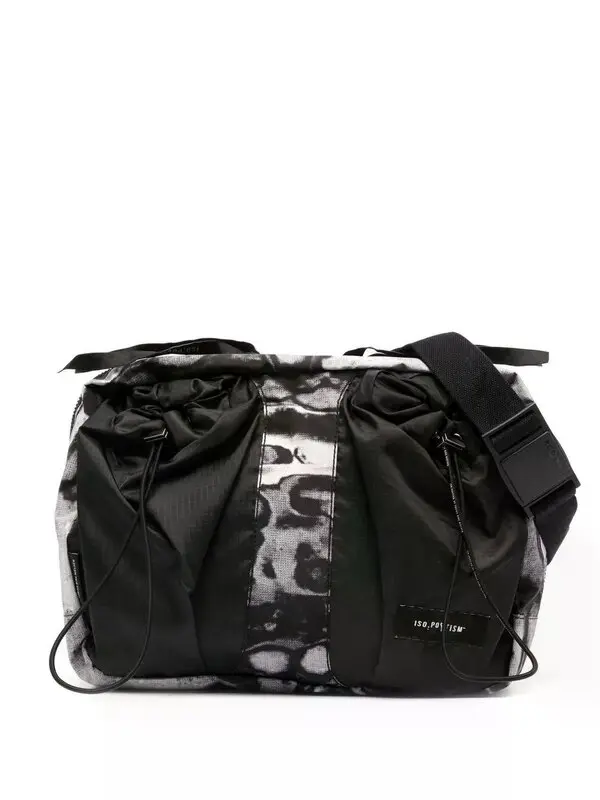 ISO.POETISM Abstract Print Panelled Shoulder Bag - Grey