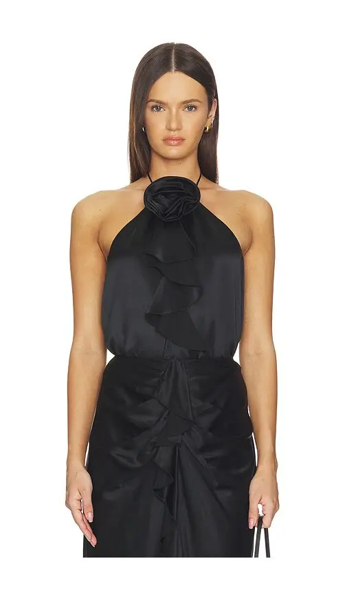 Cinq À Sept Hallie Halterneck Top With Waterfall Ruffling