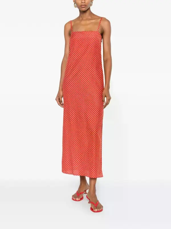 Matteau Polka Dot Midi Dress - Red