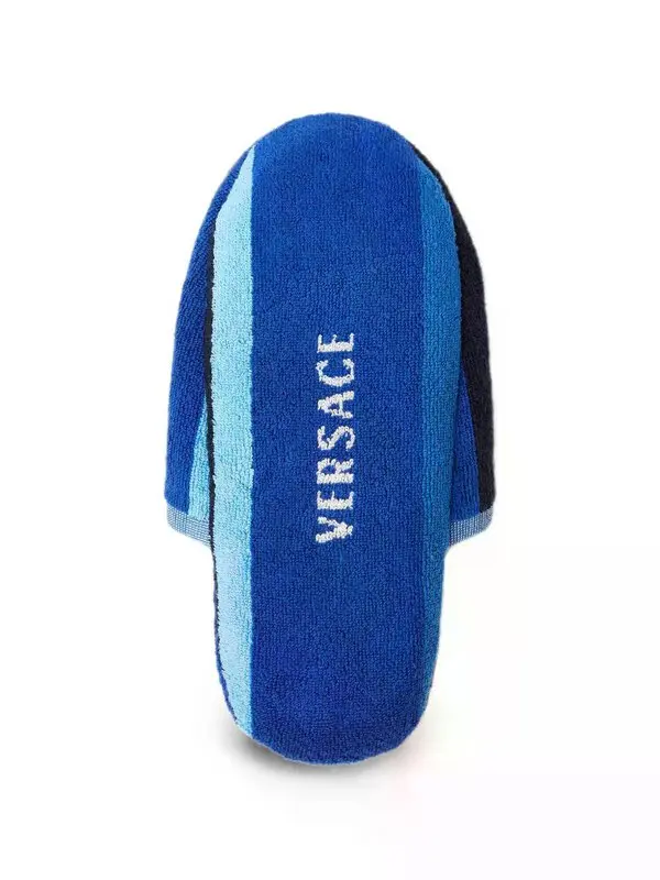 Versace Striped Cotton-terry Jacquard Medusa Slippers