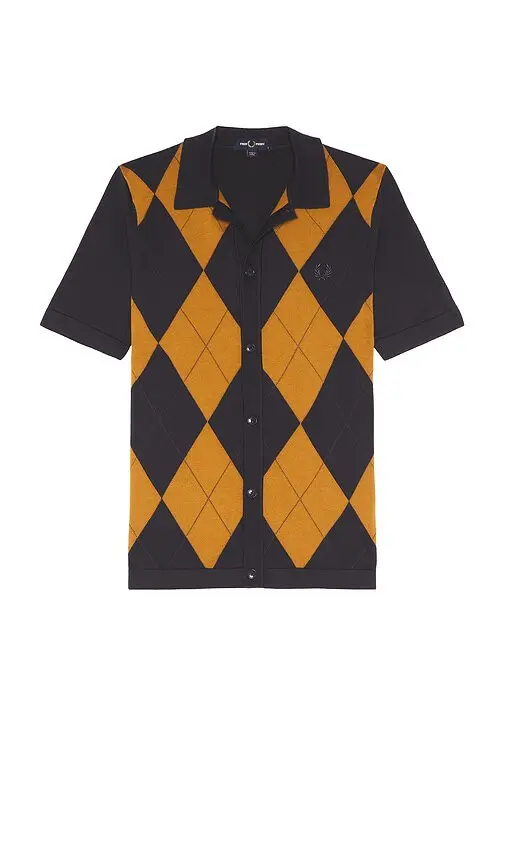 Fred Perry Argyle Button Knitted Shirt In . Also - Blue