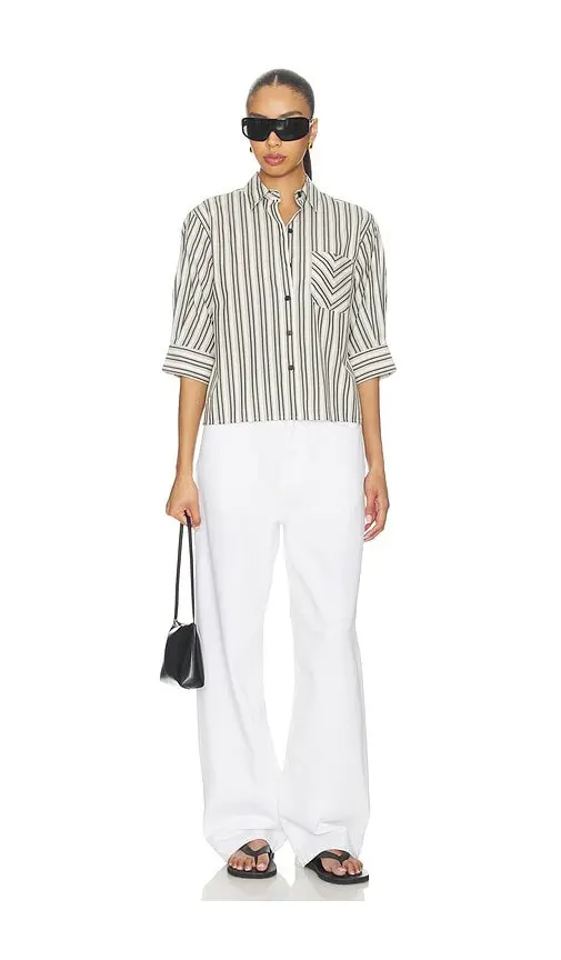 Rag & Bone Lucia Stripe Poplin Shirt - Grey