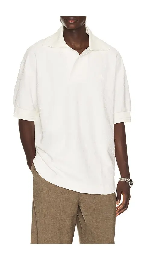 Lacoste Loose Fit Boucle Knit Polo Shirt In . Also