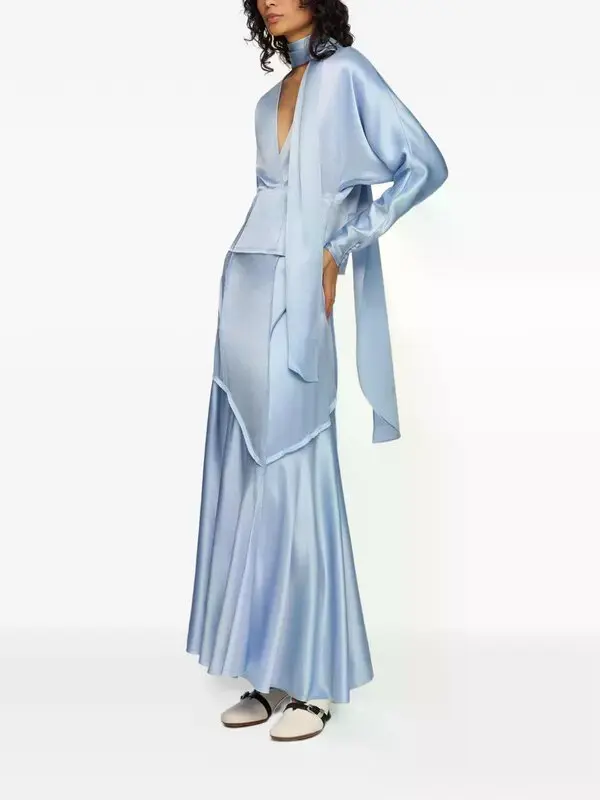 GANNI Raw-edge Panelled Maxi Skirt - Blue
