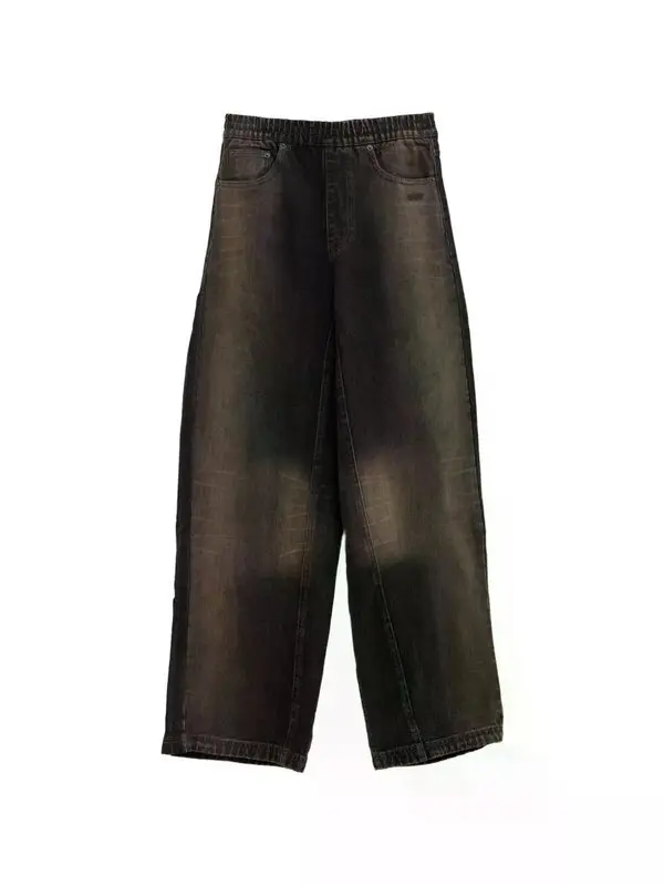 Adidas X Avavav Faded-effect Wide-leg Jeans