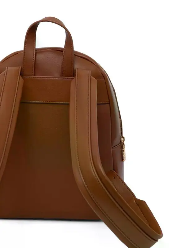 Moschino Quilted Logo Plaque Backpack - Brown