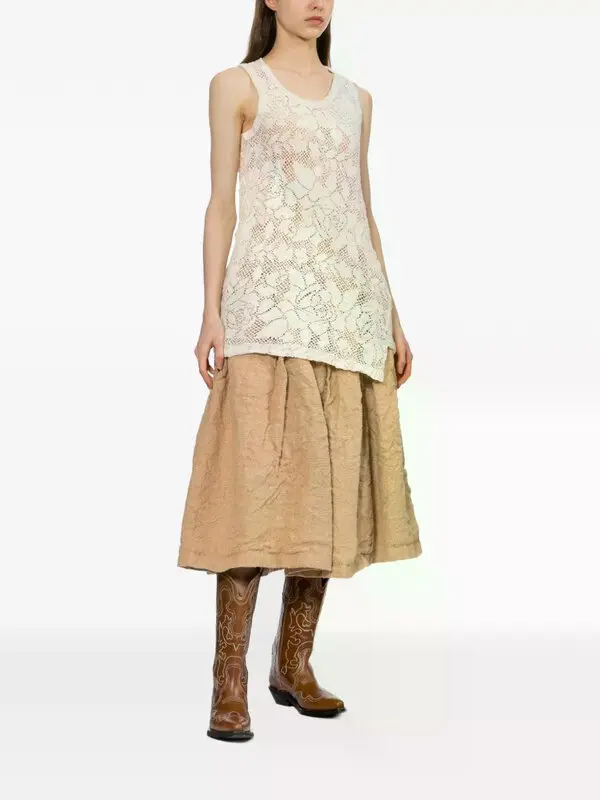 Comme Des Garçons Floral Lace Sleeveless T-shirt - Neutrals