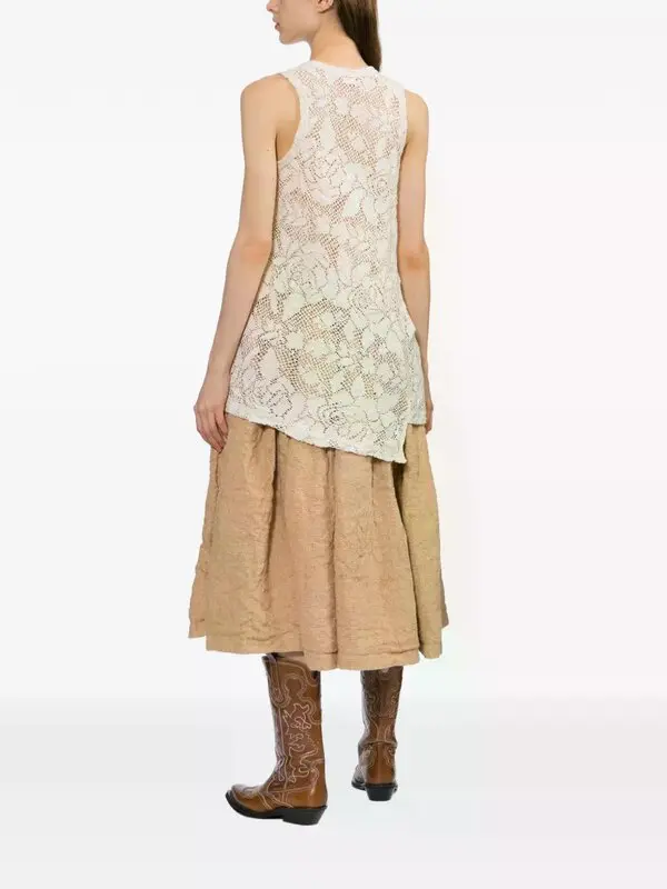 Comme Des Garçons Floral Lace Sleeveless T-shirt - Neutrals