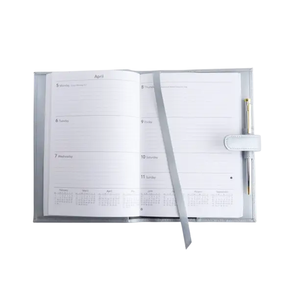 ROYCE NEW YORK 2026 Weekly Refillable Calendar Planner - Silver