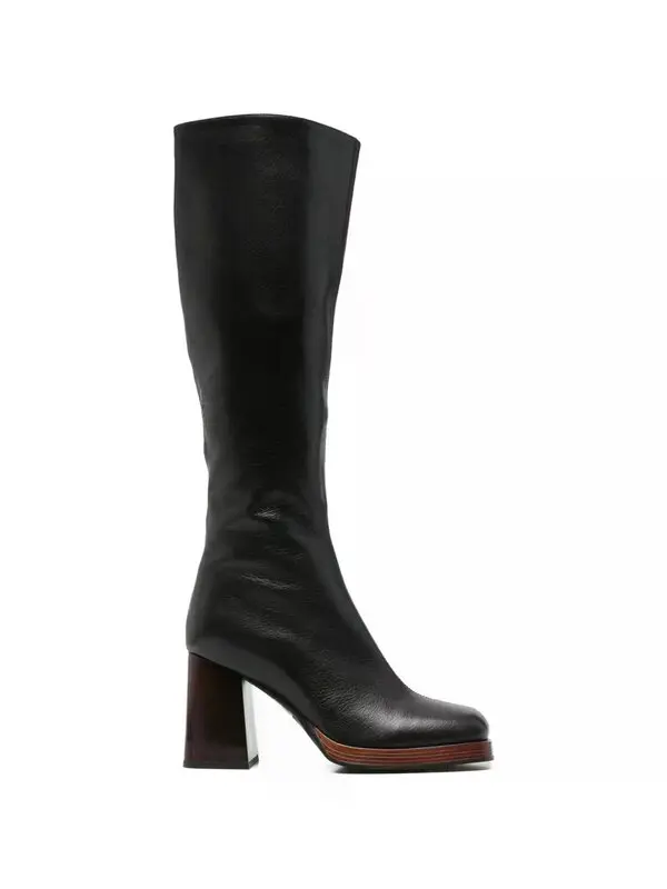 ADRIANNA FERETTI Square-toe Platform Boots - Black