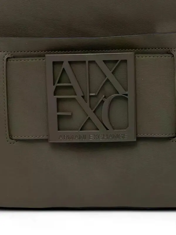 Armani Exchange Grained Leather Backpack With Logo Plaque