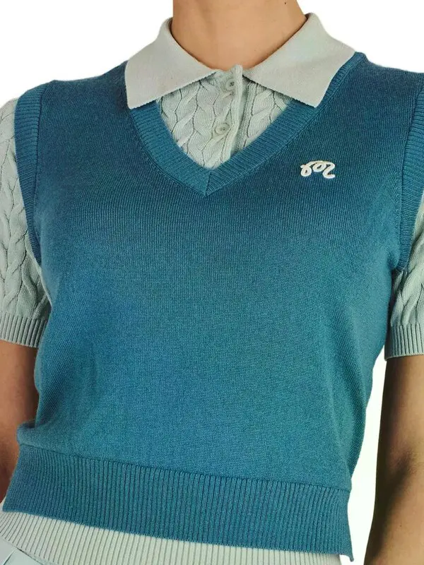 MALBON Veronica Cable-knit Polo Shirt
