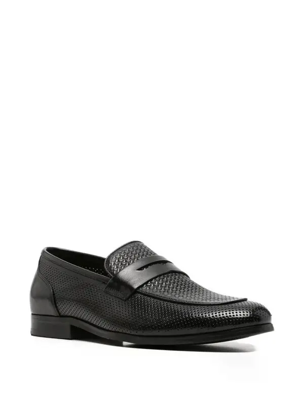 ALBERTO GOZZI Perforated Woven-effect Loafers