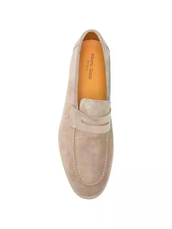 ALBERTO GOZZI Penny-slot Loafers In Beige Suede