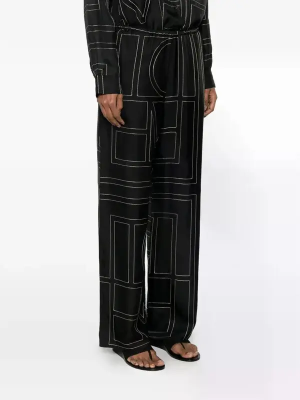 TOTEME Monogram Print Wide-leg Trousers