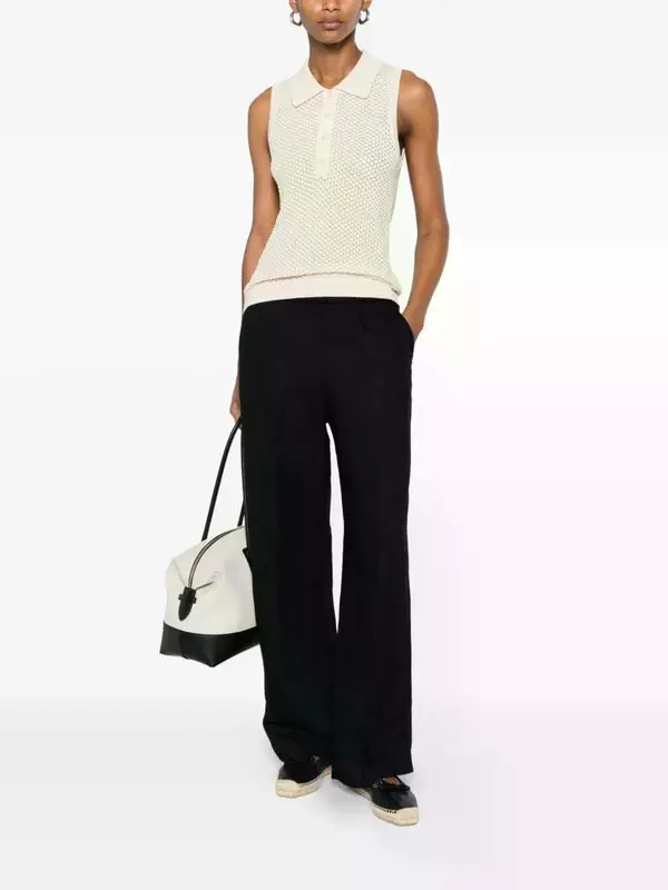 Gant Pointelle Knit Sleeveless Polo Shirt - Neutrals
