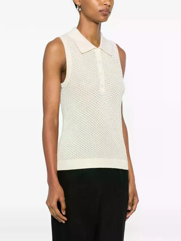 Gant Pointelle Knit Sleeveless Polo Shirt