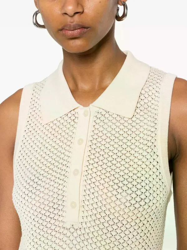 Gant Pointelle Knit Sleeveless Polo Shirt