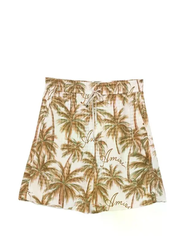 Amiri Logo Embroidered Palm Tree Print Shorts