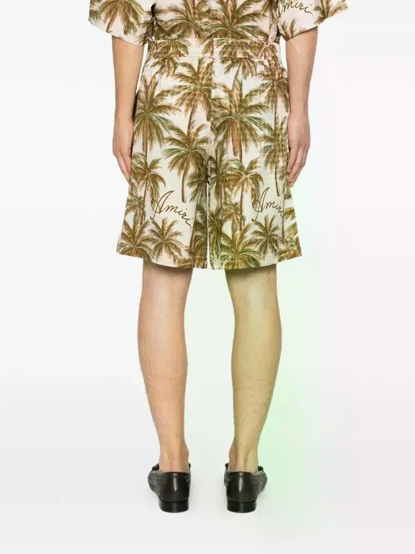 Amiri Logo Embroidered Palm Tree Print Shorts