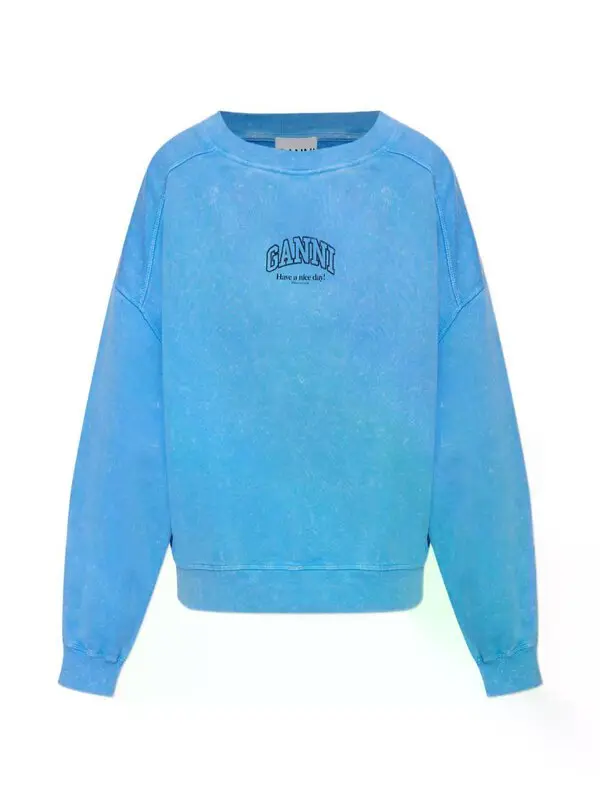 GANNI Logo Embroidered Sweatshirt - Blue