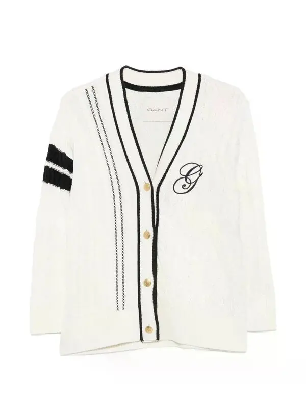 Gant Cable-knit Embroidered Cardigan