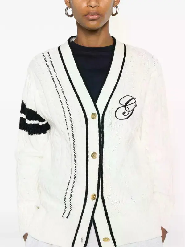 Gant Cable-knit Embroidered Cardigan