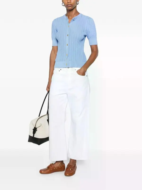 Gant Cable Knit Short Sleeve Cardigan - Blue