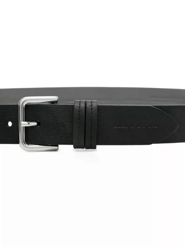Marc O'polo Grained Leather Belt With Silver-tone Buckle