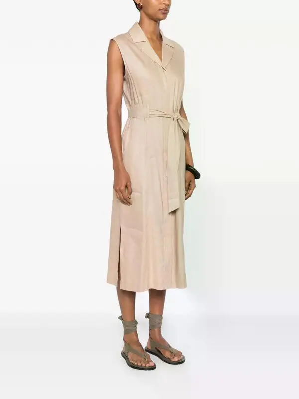 Marc O'polo Beige Sleeveless Belted Dress
