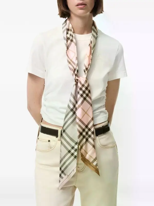 Burberry Skinny Contrast-check Silk Scarf