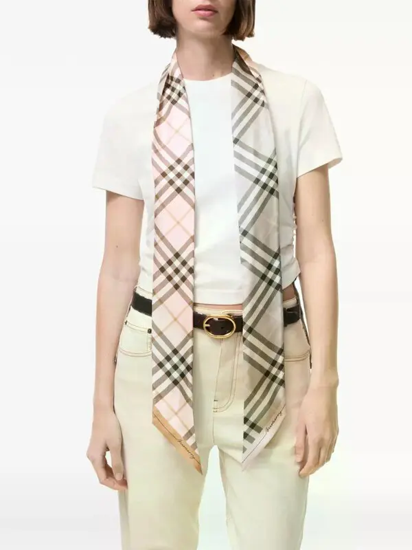 Burberry Skinny Contrast-check Silk Scarf