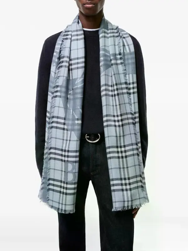 Burberry Wide Knight Check Wool-silk Scarf