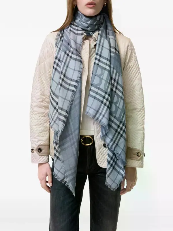 Burberry Wide Knight Check Wool-silk Scarf