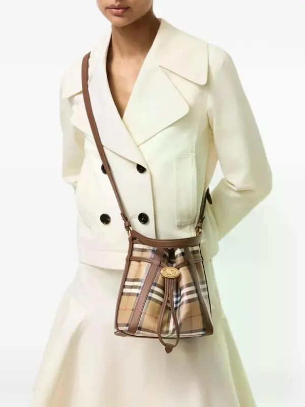 Burberry Mini Bucket Bag In Archive Beige Check
