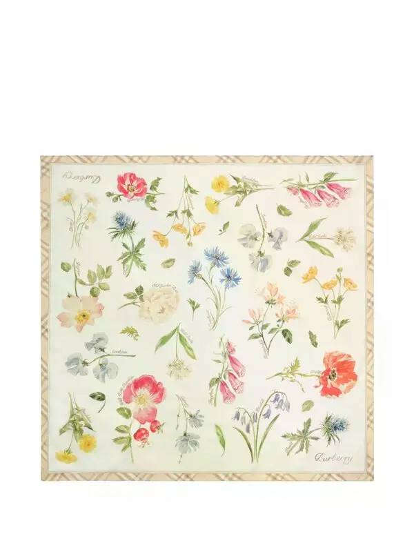 Burberry Blooms Of Britain Silk Scarf - Neutrals