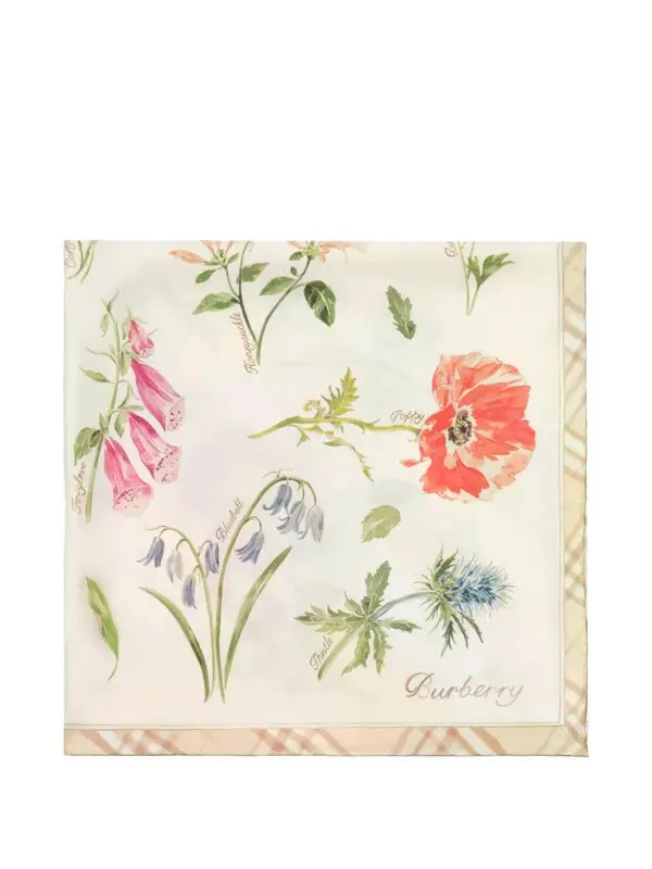 Burberry Blooms Of Britain Silk Scarf - Neutrals