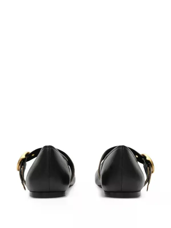 Burberry Check-strap Leather Ballerinas