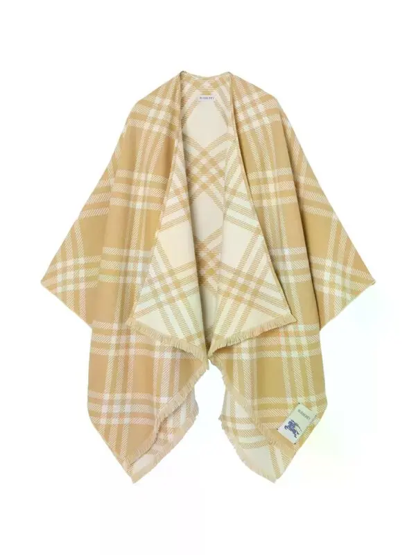 Burberry Check-pattern Fringed Cape - Neutrals