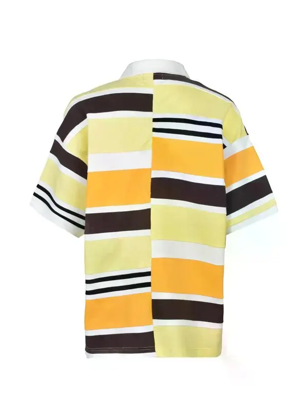 BREATH Panelled Horizontal-striped Polo Shirt