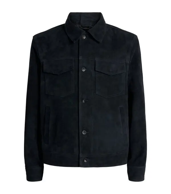 Rag & Bone Suede Trucker Jacket - Navy