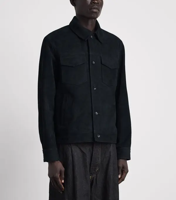 Rag & Bone Suede Trucker Jacket - Navy