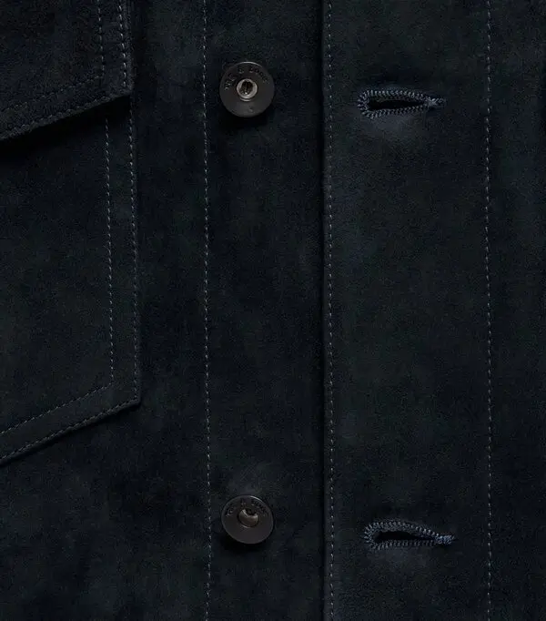 Rag & Bone Suede Trucker Jacket - Navy
