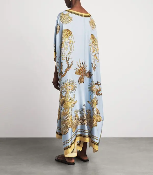 La DoubleJ Printed Silk Kaftan Maxi Dress