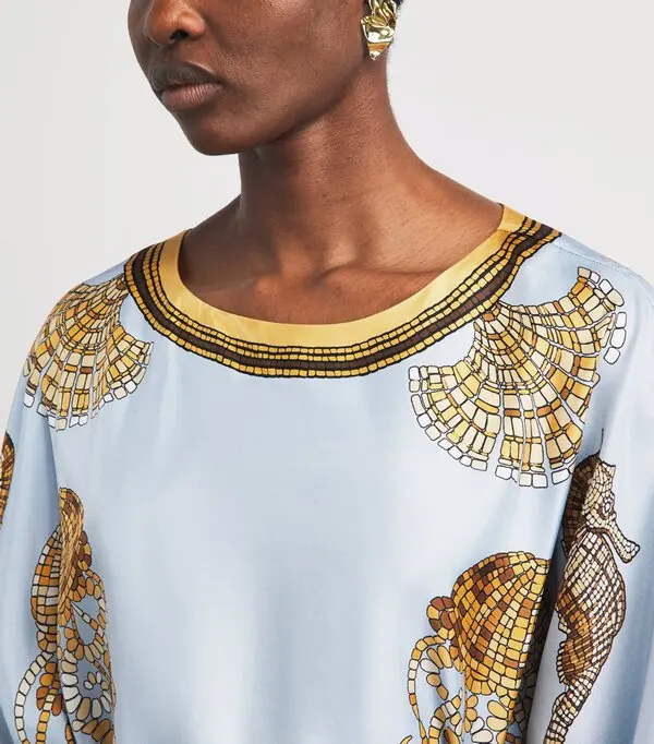 La DoubleJ Printed Silk Kaftan Maxi Dress